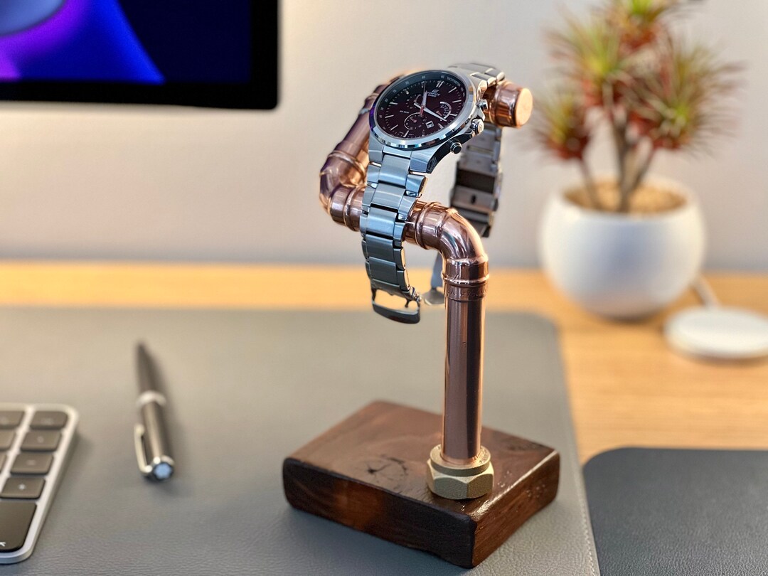 Watch Stand, Copper Pipe & Wood Industrial Style Watch Organiser ...