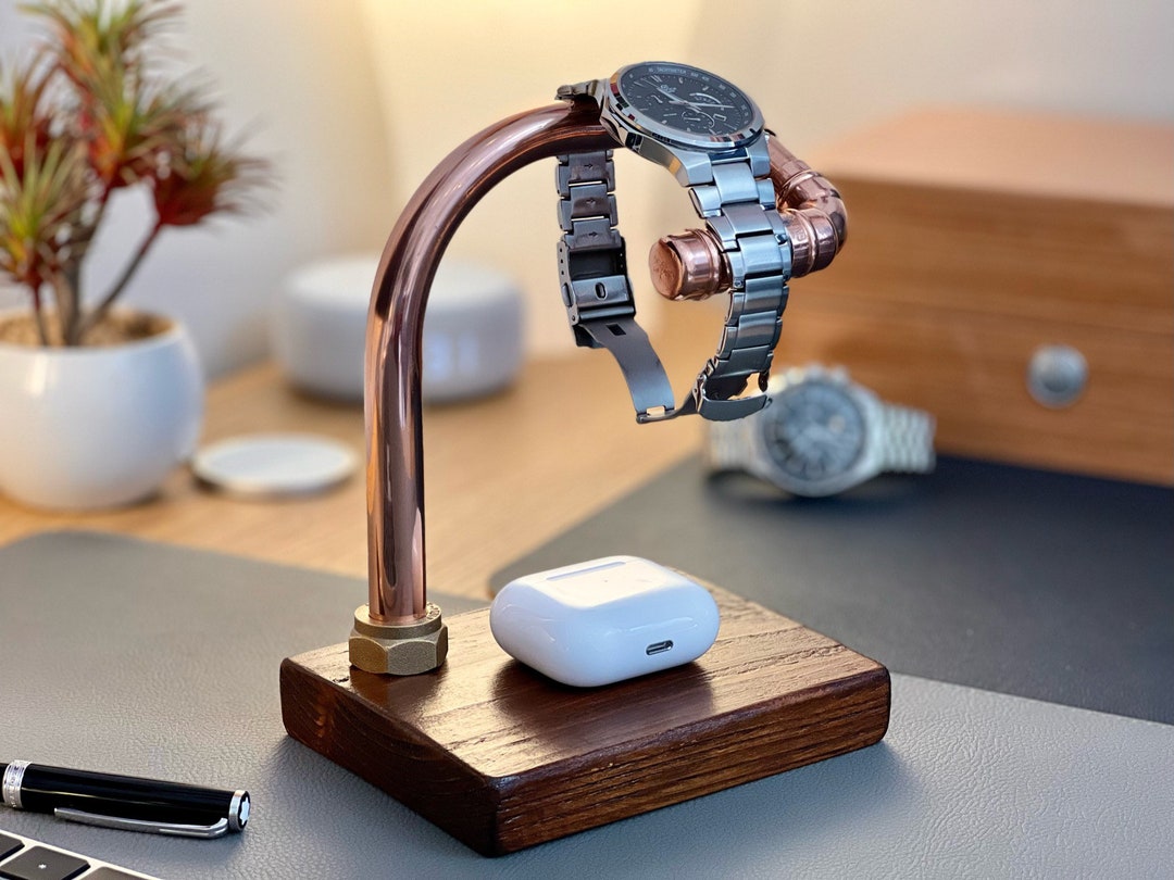 Watch Stand, Copper Pipe & Wood Industrial Style Watch Organiser ...