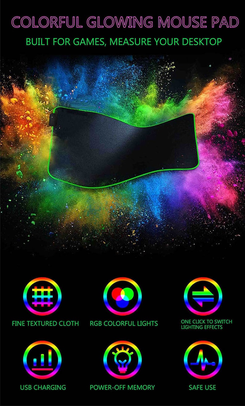 RGB Print Your Own Custom Mouse Pad Perfect Gamer Gift | Etsy