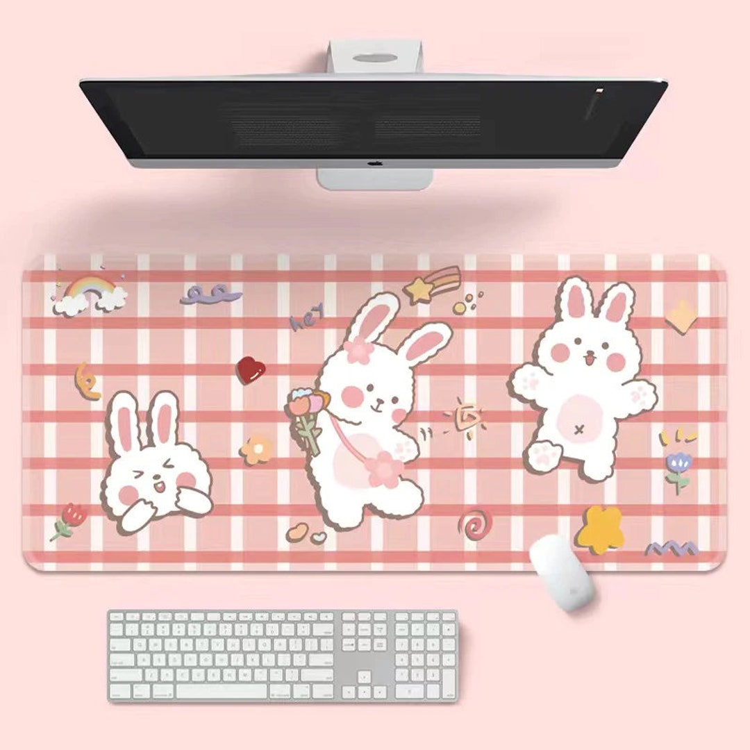 Cute Bunny Kawaii Pink Large Custom Gaming Mousepad 80x30cm - Etsy