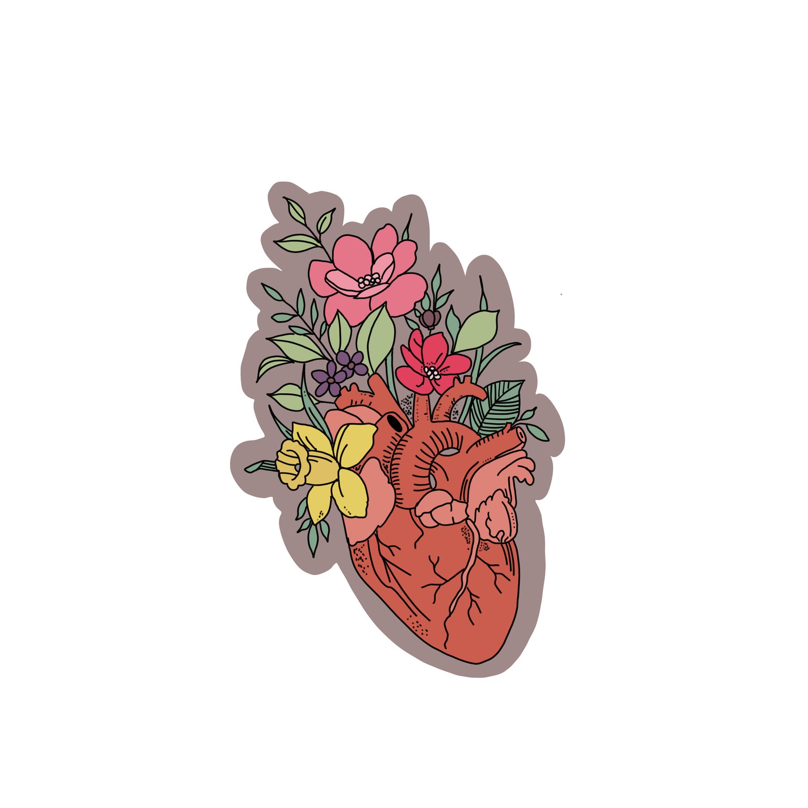 Floral Heart Sticker Decal - Etsy