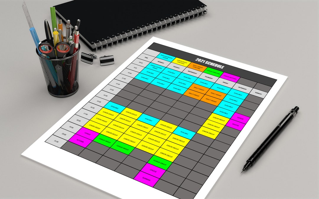 Sample Weekly Coach Schedule for Tennis Coaches - Etsy