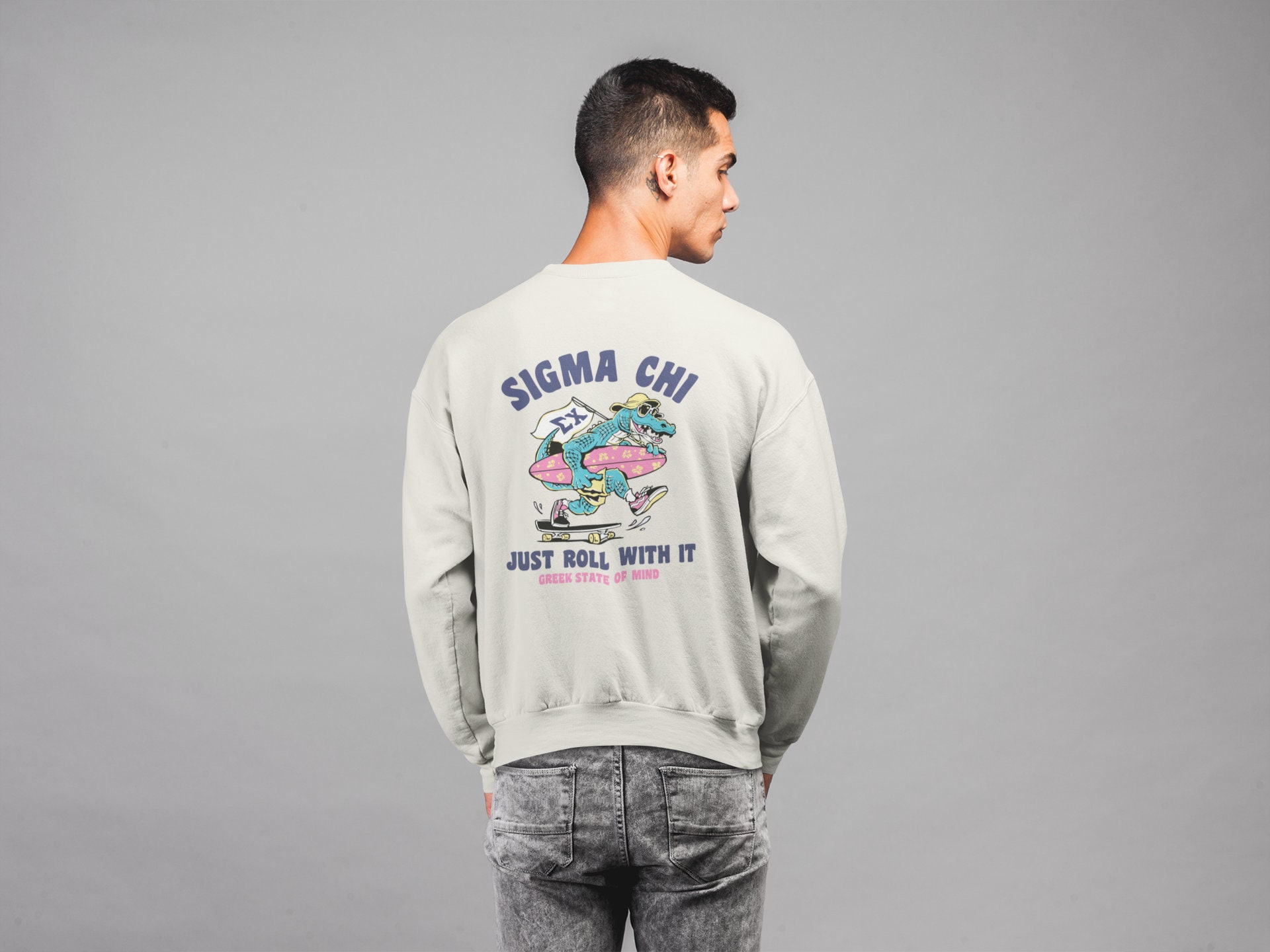 Sigma Chi Graphic Crewneck Sweatshirt Alligator Skater - Etsy