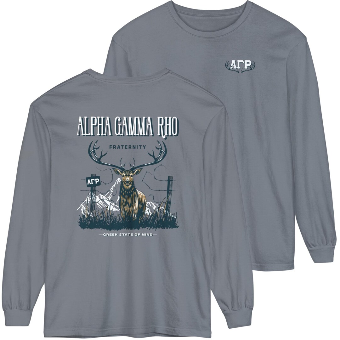 Alpha Gamma Rho Graphic Long Sleeve Big Buck - Etsy