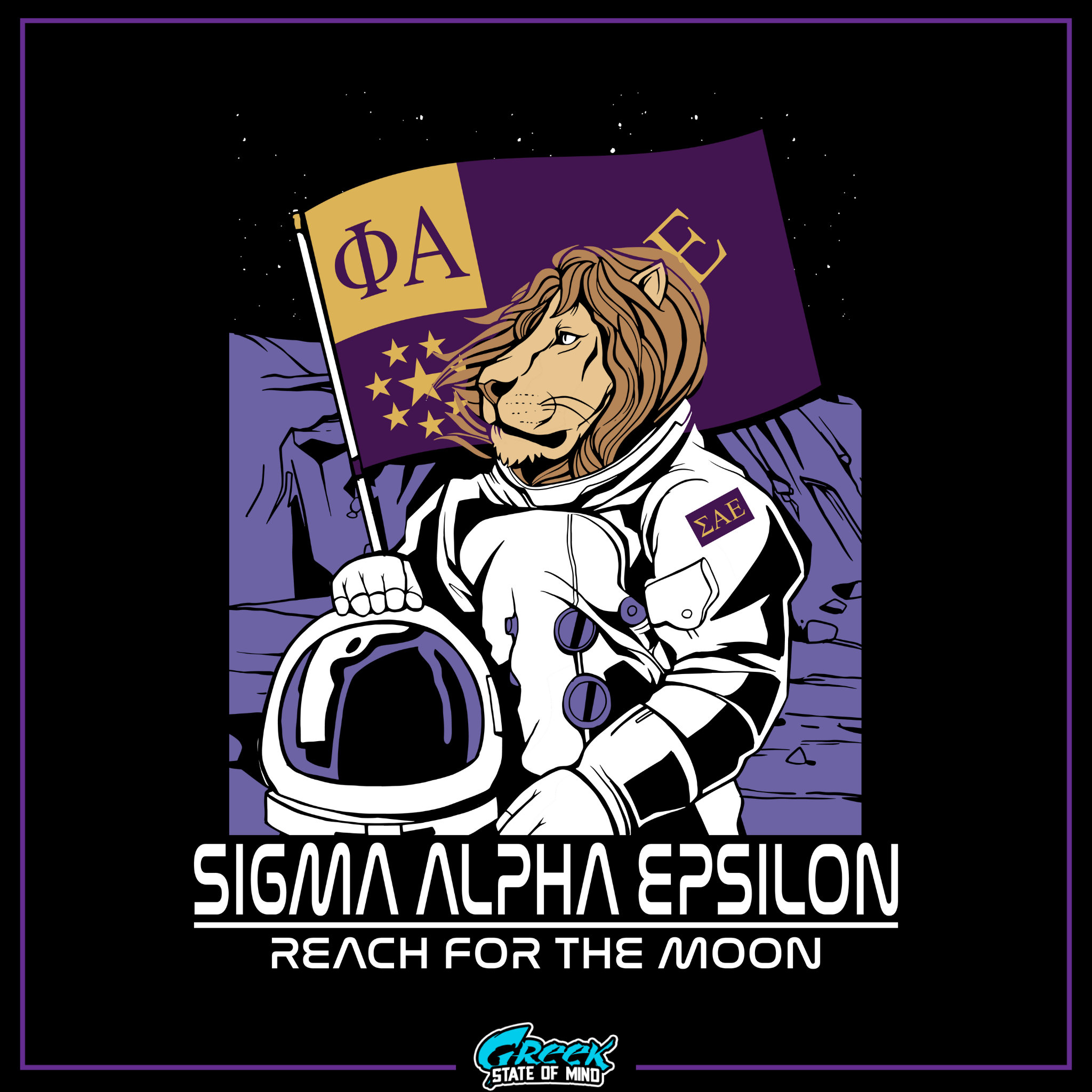 Sigma Alpha Epsilon Space Lion Graphic T-shirt - Etsy
