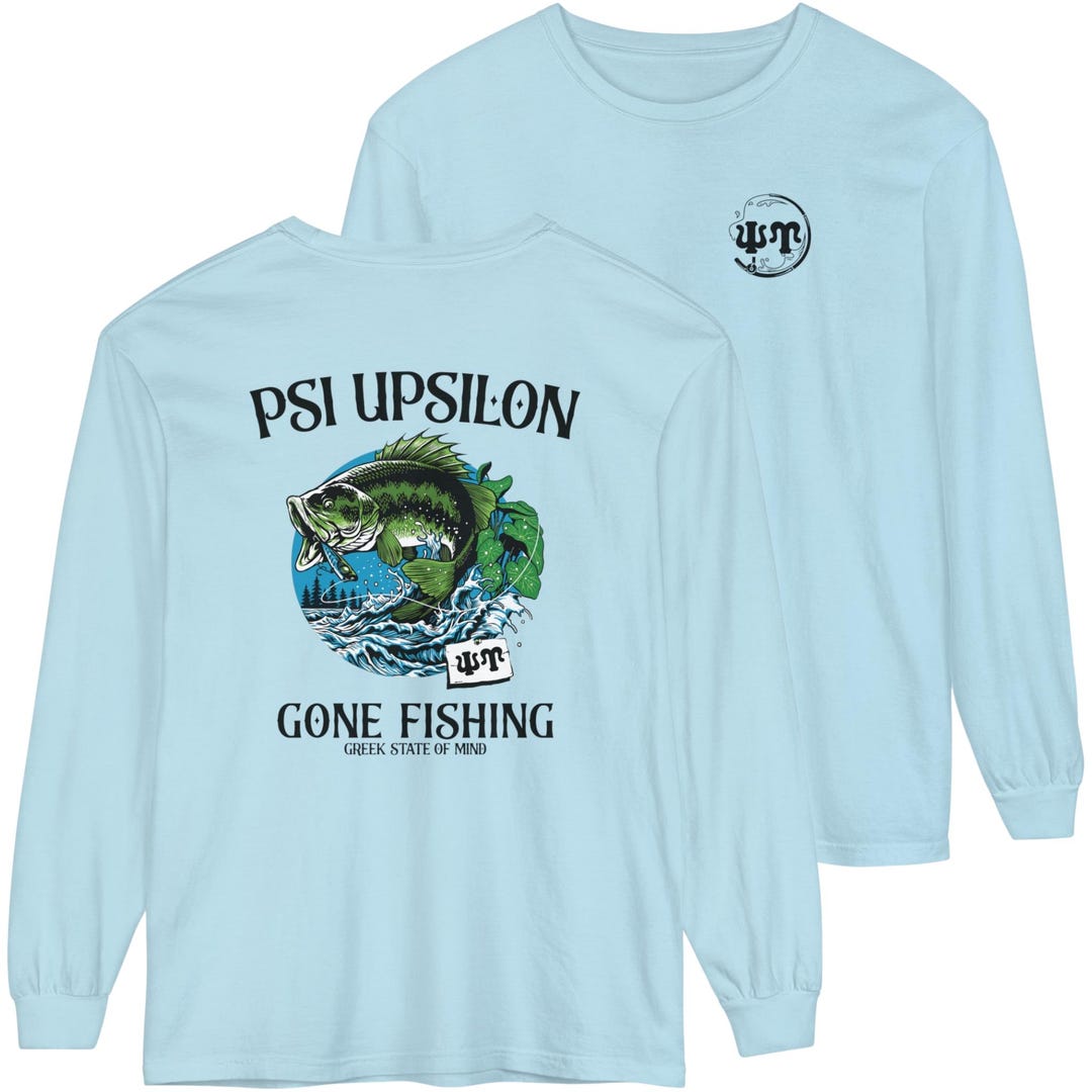 Psi Upsilon Graphic Long Sleeve Gone Fishing - Etsy