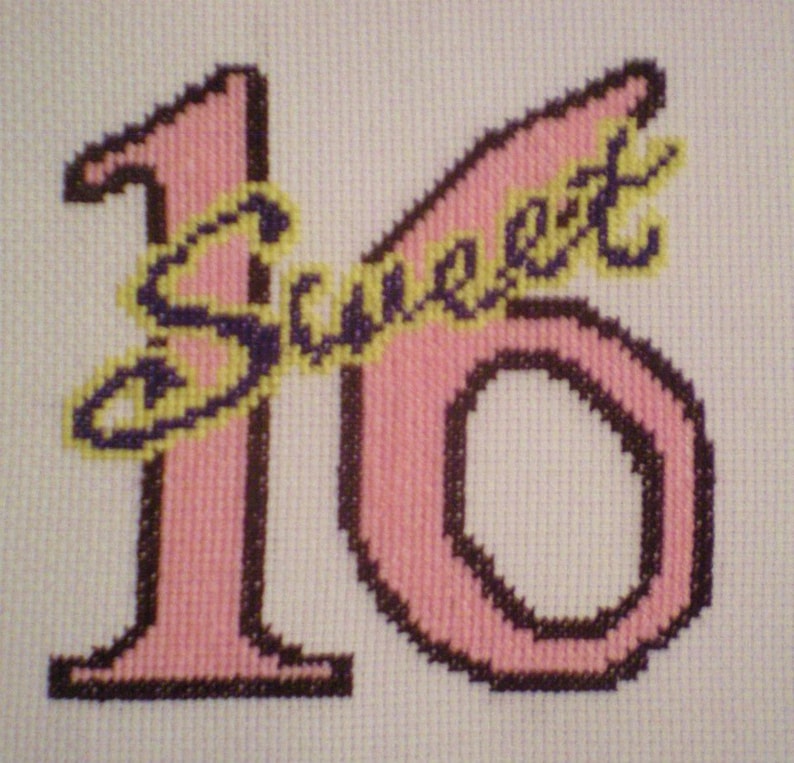 Sweet Sixteen Pink Counted Cross Stitch Chart Only PDF Instant Download ...