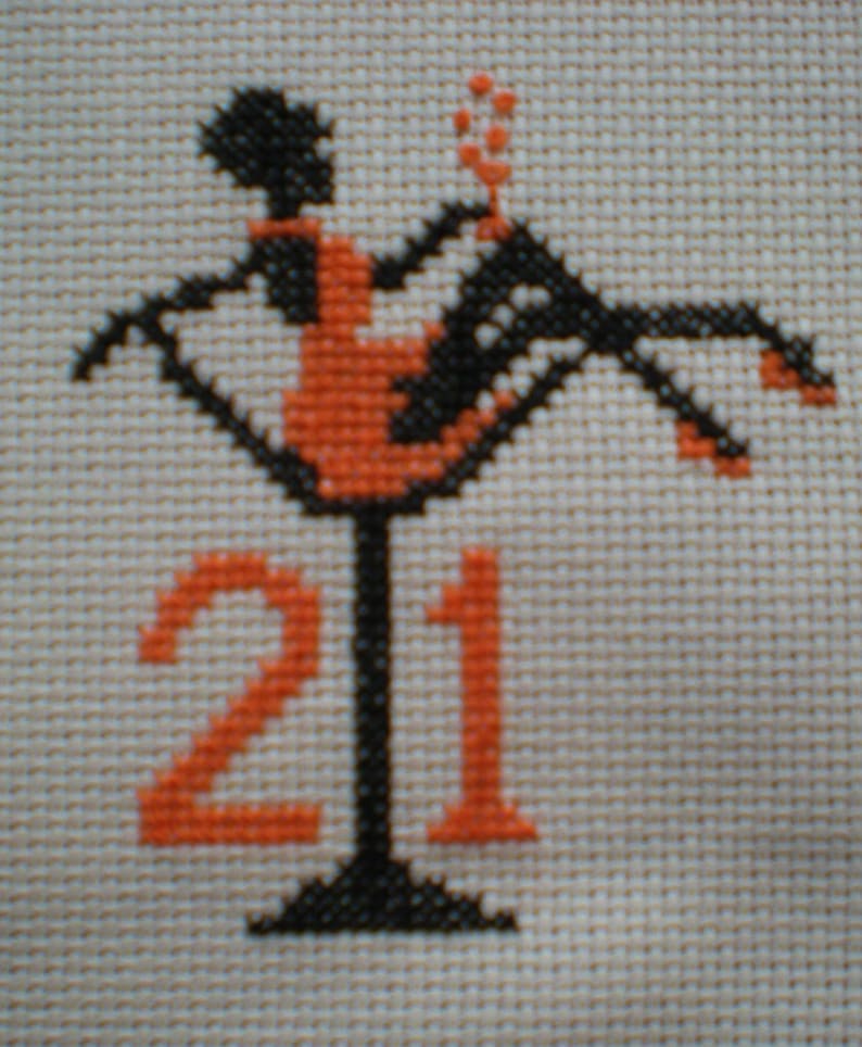 Counted Cross Stitch Chart 21st Birthday Girl in Glass Card Design PDF ...