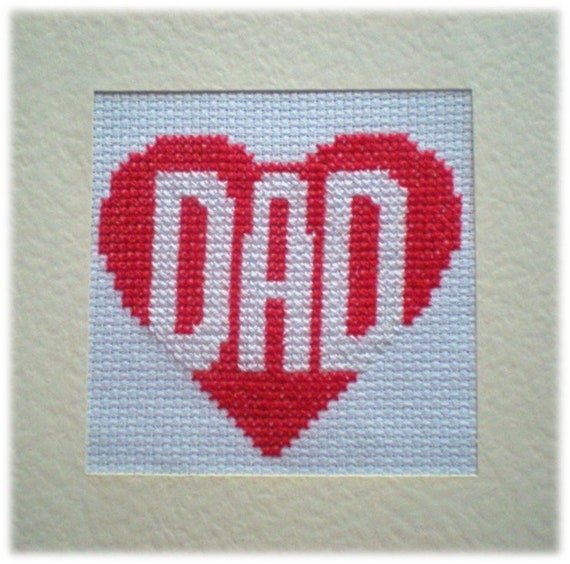 Cross Stitch Dad Heart Design Chart only PDF Instant download Fathers ...