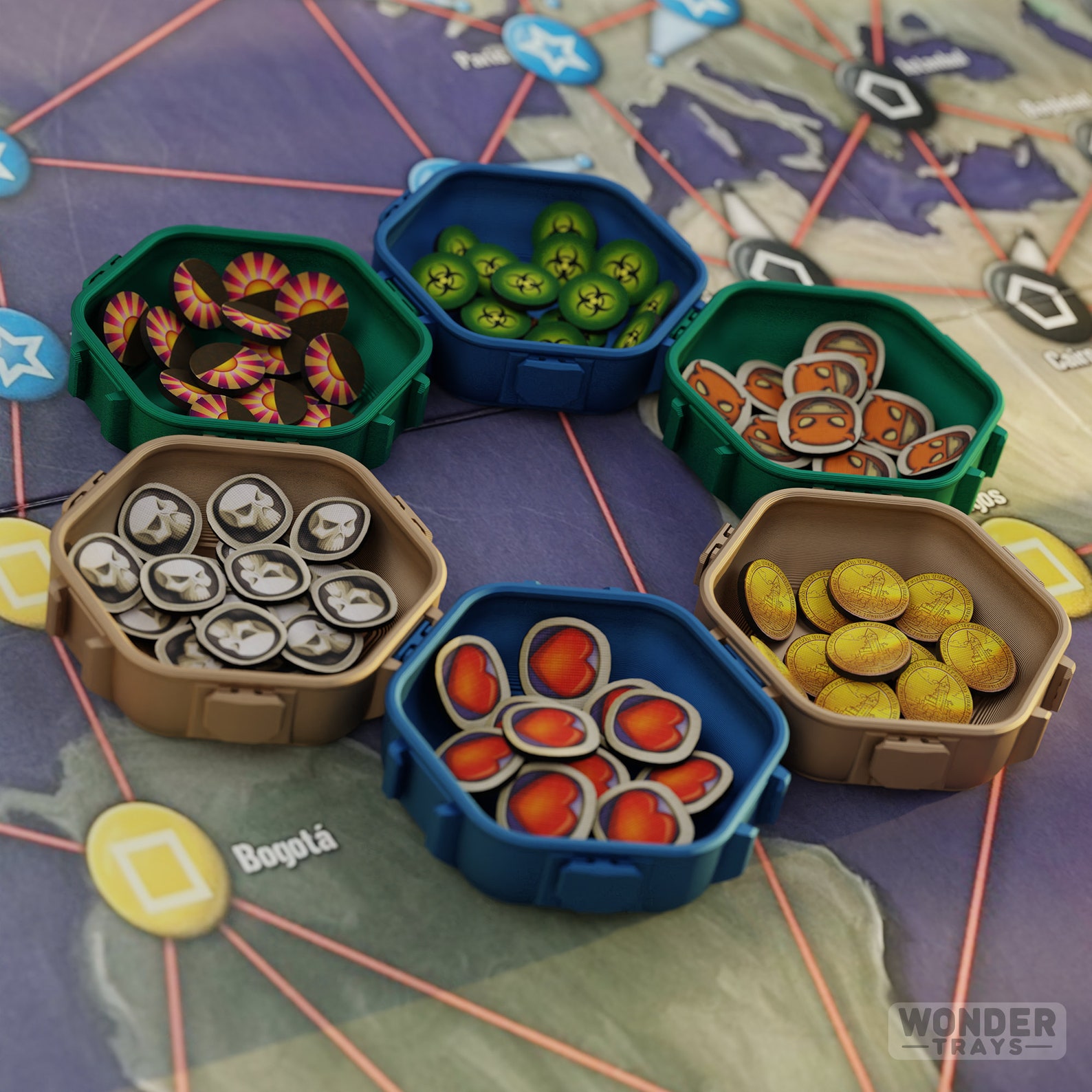 Wonder Trays - 6 Pack Hexagonal Board Game Token Trays ...