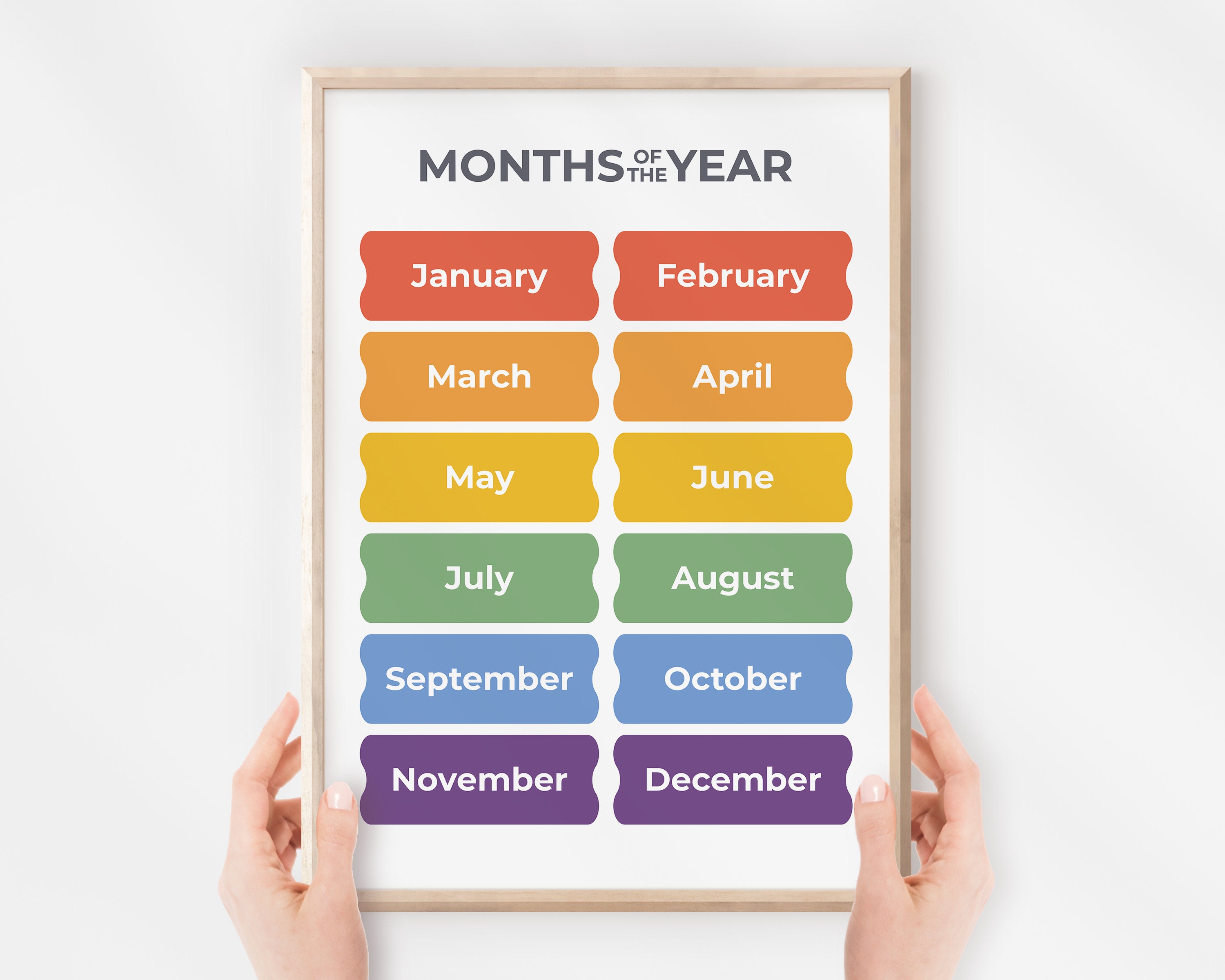Months of the Year Poster, Educational Nursery Wall Art, Montessori ...