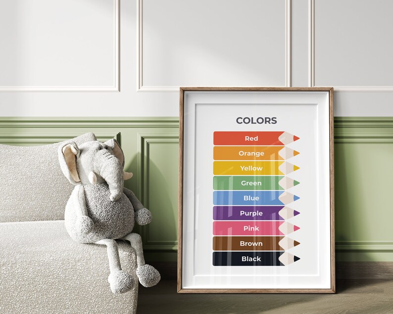 Colors Poster, Colours Chart, Educational Nursery Wall Art, Montessori ...