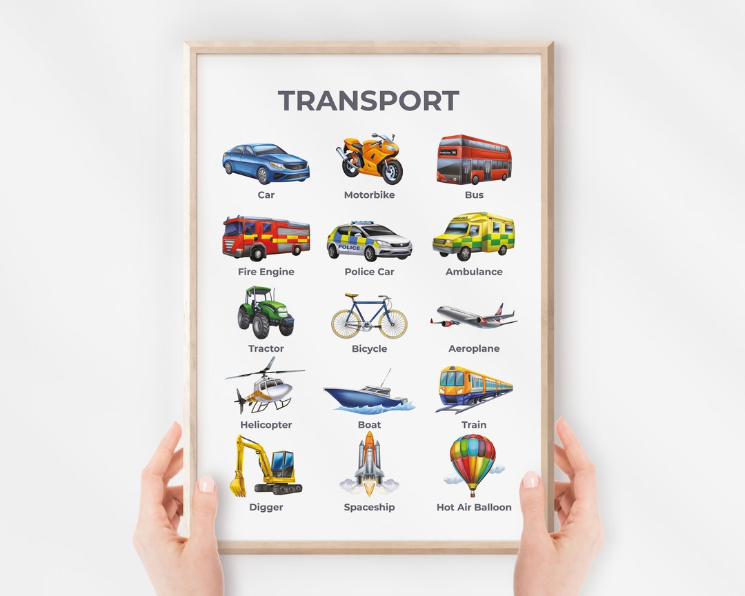 Transport Poster, Learning Chart, Educational Nursery Wall Art ...
