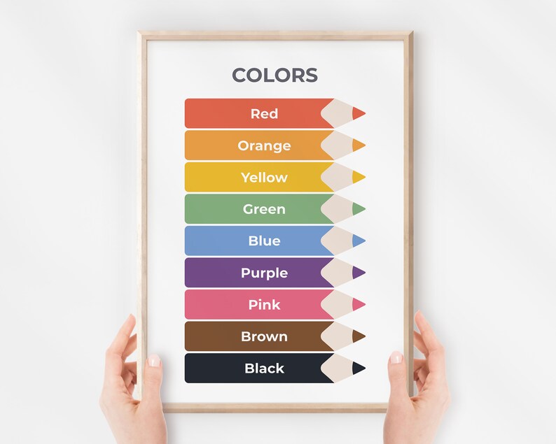 Colors Poster Colours Chart Educational Nursery Wall Art - Etsy