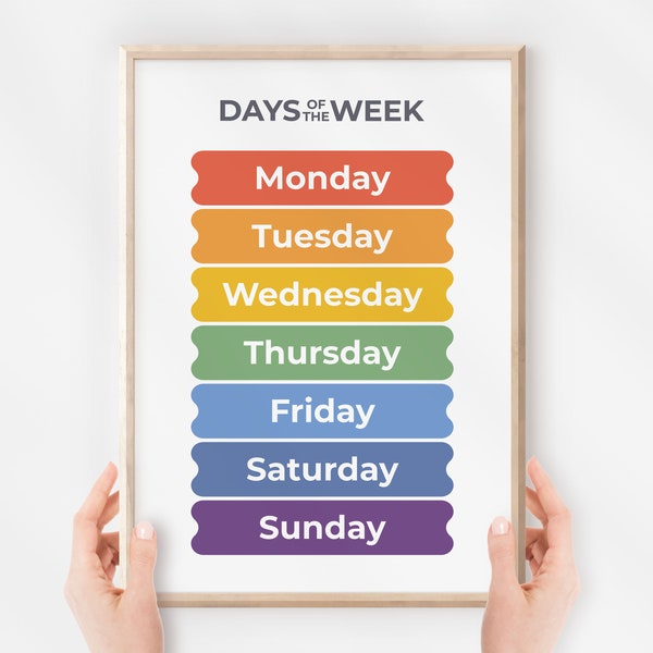 Days of the Week Chart - Etsy Canada