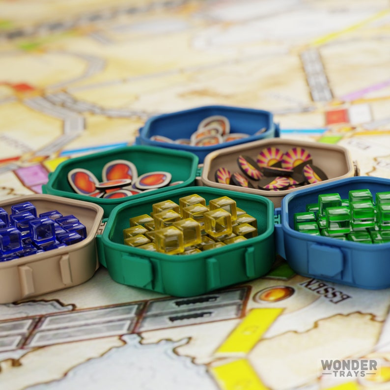 Wonder Trays - 6 Pack Hexagonal Board Game Token Trays ...