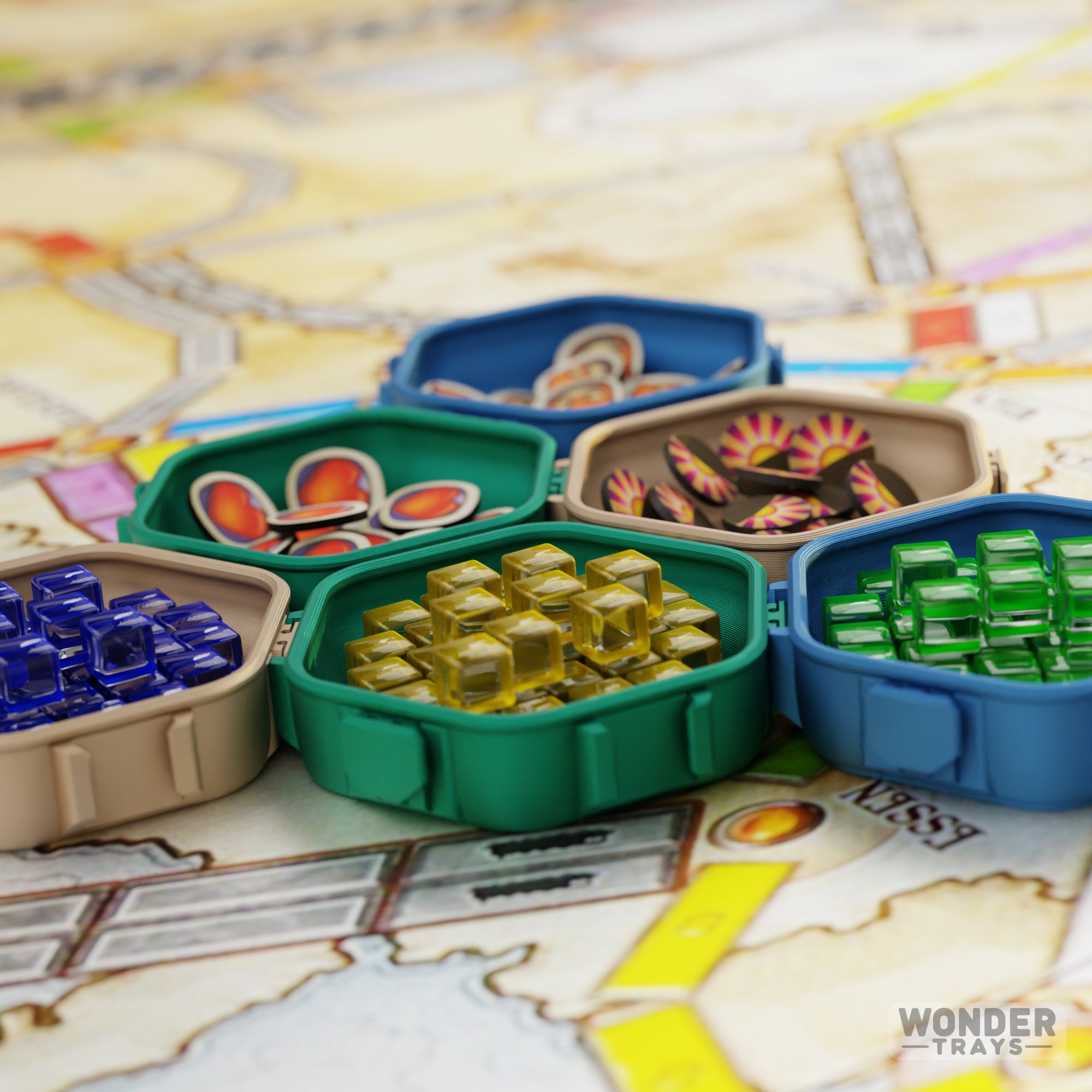 Wonder Trays - 6 Pack Hexagonal Board Game Token Trays ...
