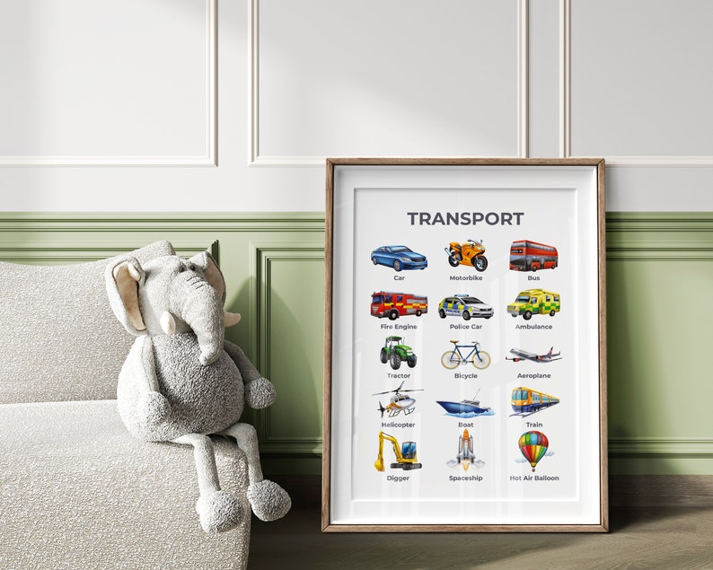 Transport Poster Learning Chart Educational Nursery Wall - Etsy