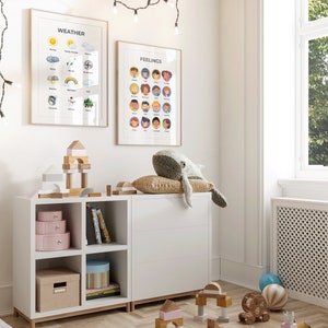 Picture Educational Posters Set, 8 Learning Wall Charts, Playroom Decor ...