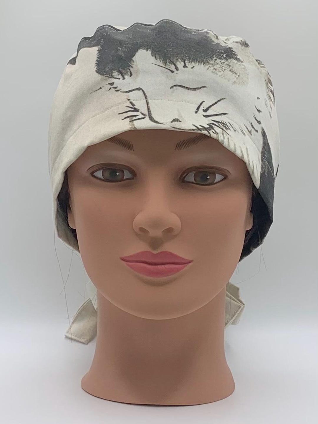 Euro or Scrub Hat-sleeping Cat on Organic Cotton Fabric-scrub Cap ...