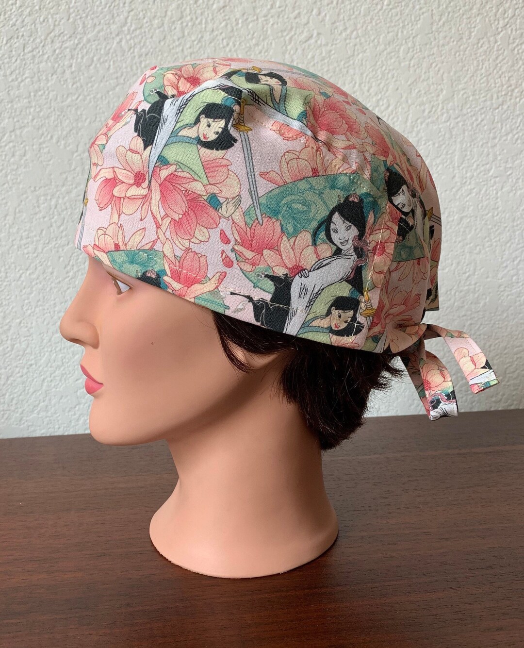 Unisex or Mens Scrub Hat-made With Licensed Disney Mulan Floral-usa ...