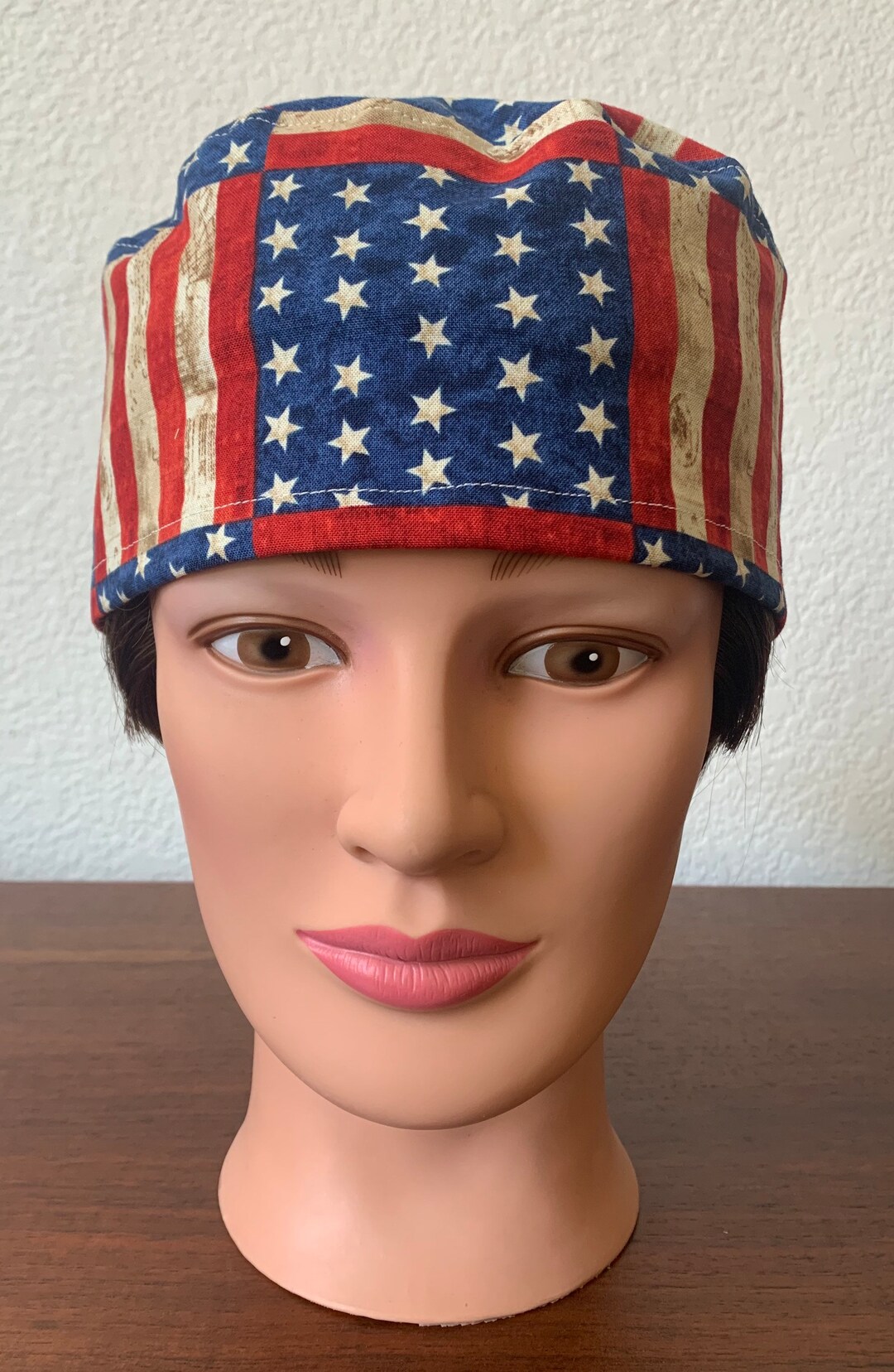 Unisex or Mens Scrub-american Flag Cotton Fabric-usa Made-scrub Caps ...