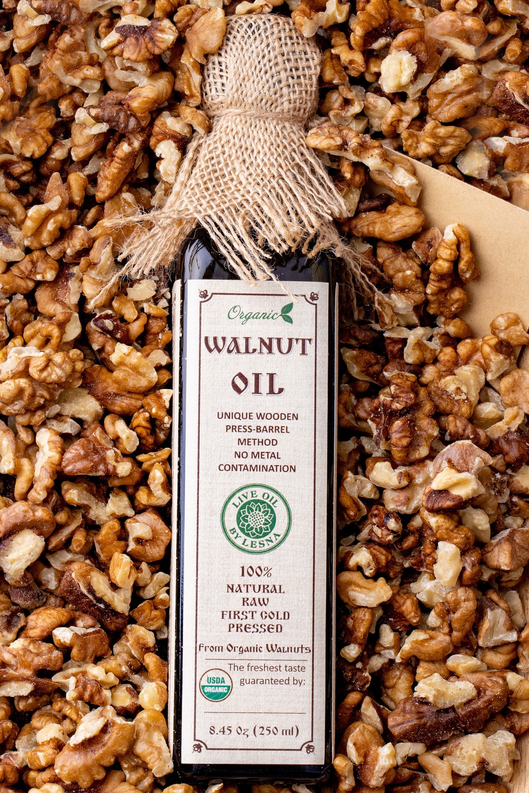 Certified Organic Raw Cold Pressed Walnut Oil. Natural Cooking Oil ...