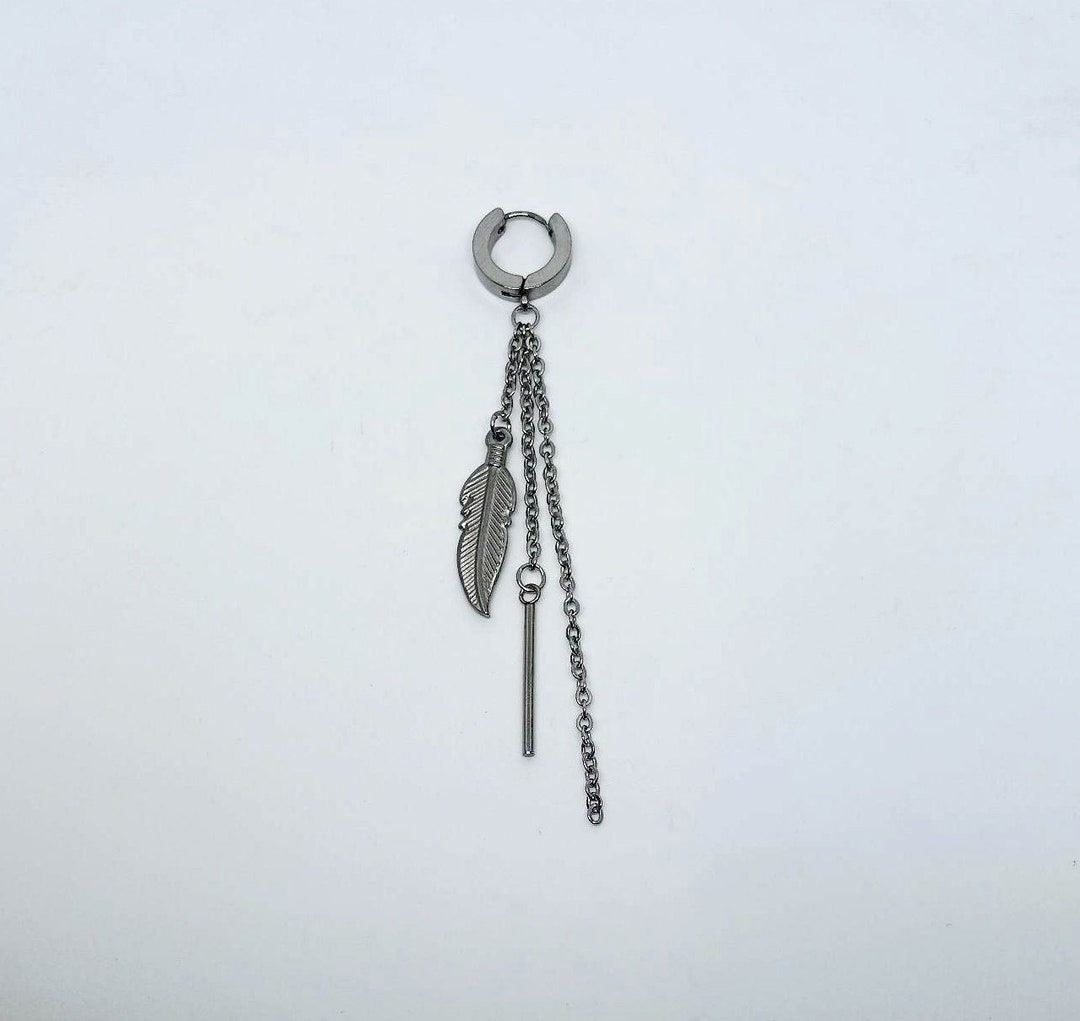 Stray Kids Felix Inspired Tassel Feather Earrings Huggie Hoops With ...