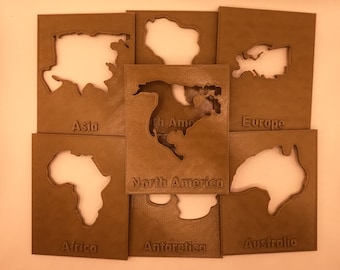 Montessori Continents of the World Stencils for Preschool Kindergarten ...