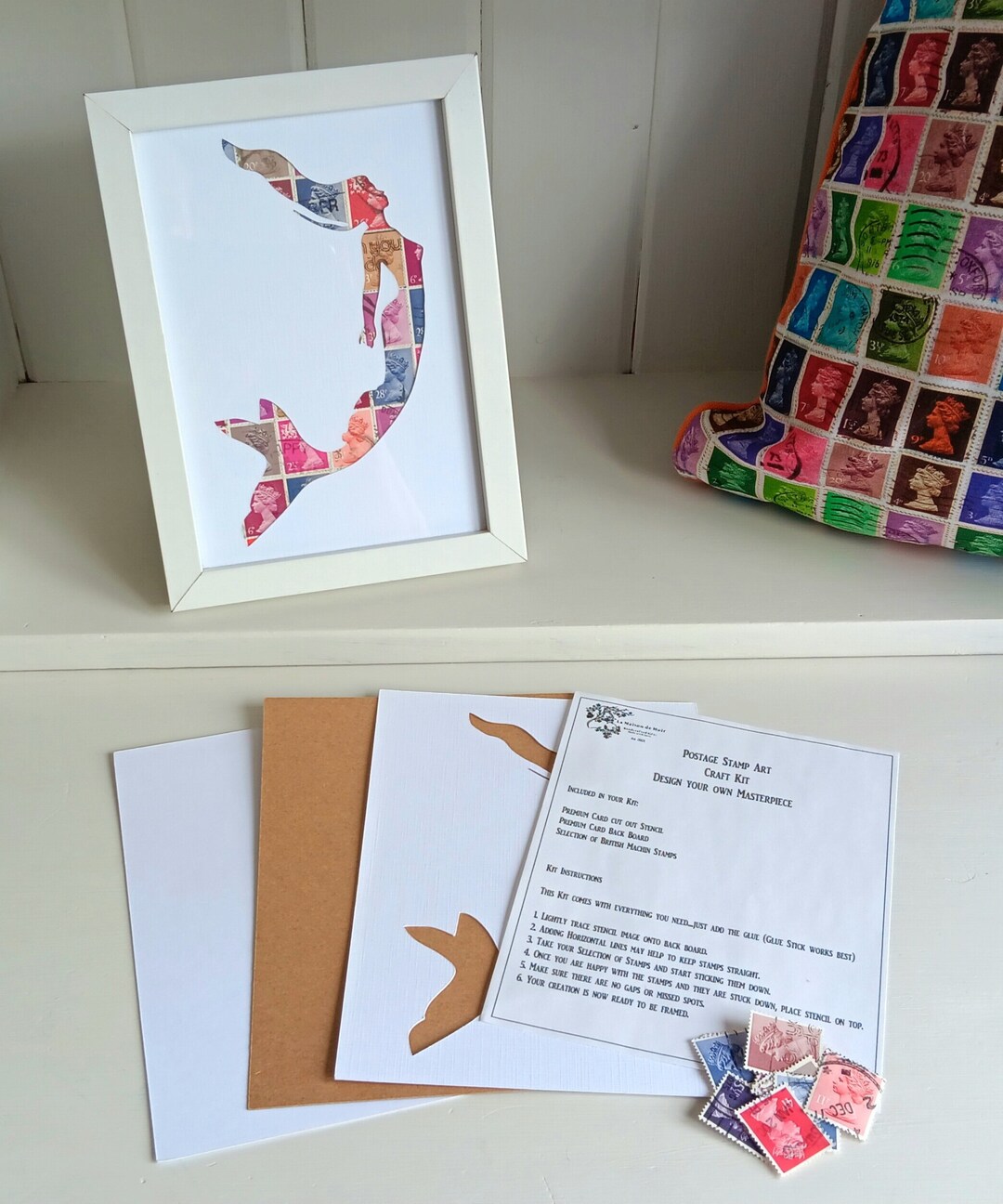 Mermaid Little Mermaid Postage Stamp Art Craft Kit 7x5 Pink / Blue ...