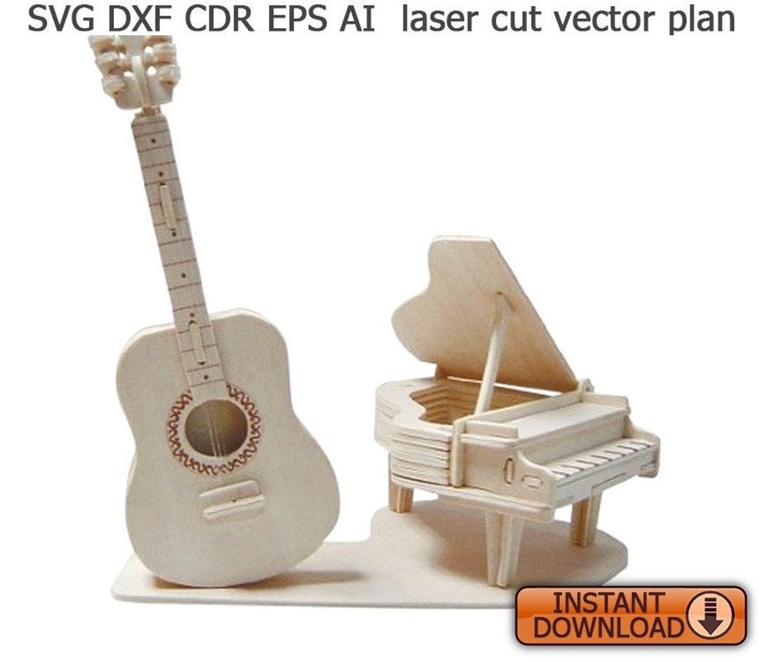 Piano and Guitar. Laser Cut Files SVG DXF Vector Plans Laser - Etsy