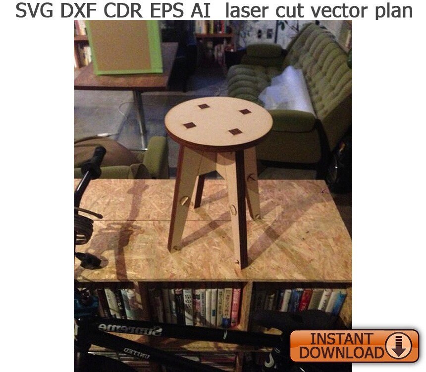 Stool. Laser cut Files SVG DXF CDR vector plans files Instant | Etsy