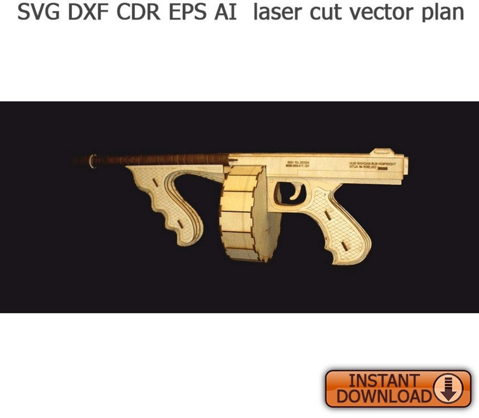 Tommy Gun. Laser Cut Files SVG DXF CDR Vector Plans Files | Etsy