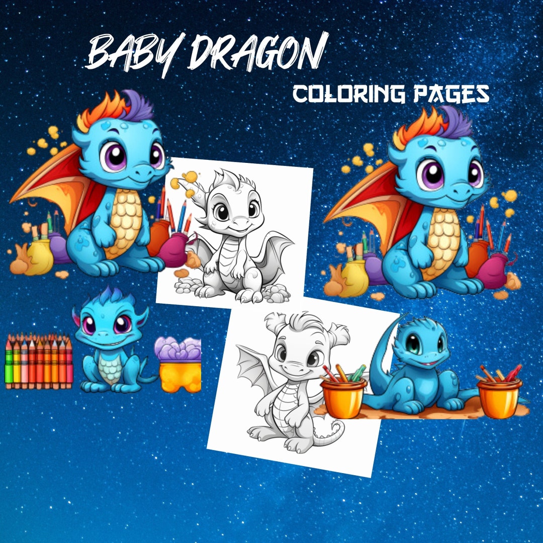 Printable Baby Dragon Coloring Pages Digital Download PDF - Etsy