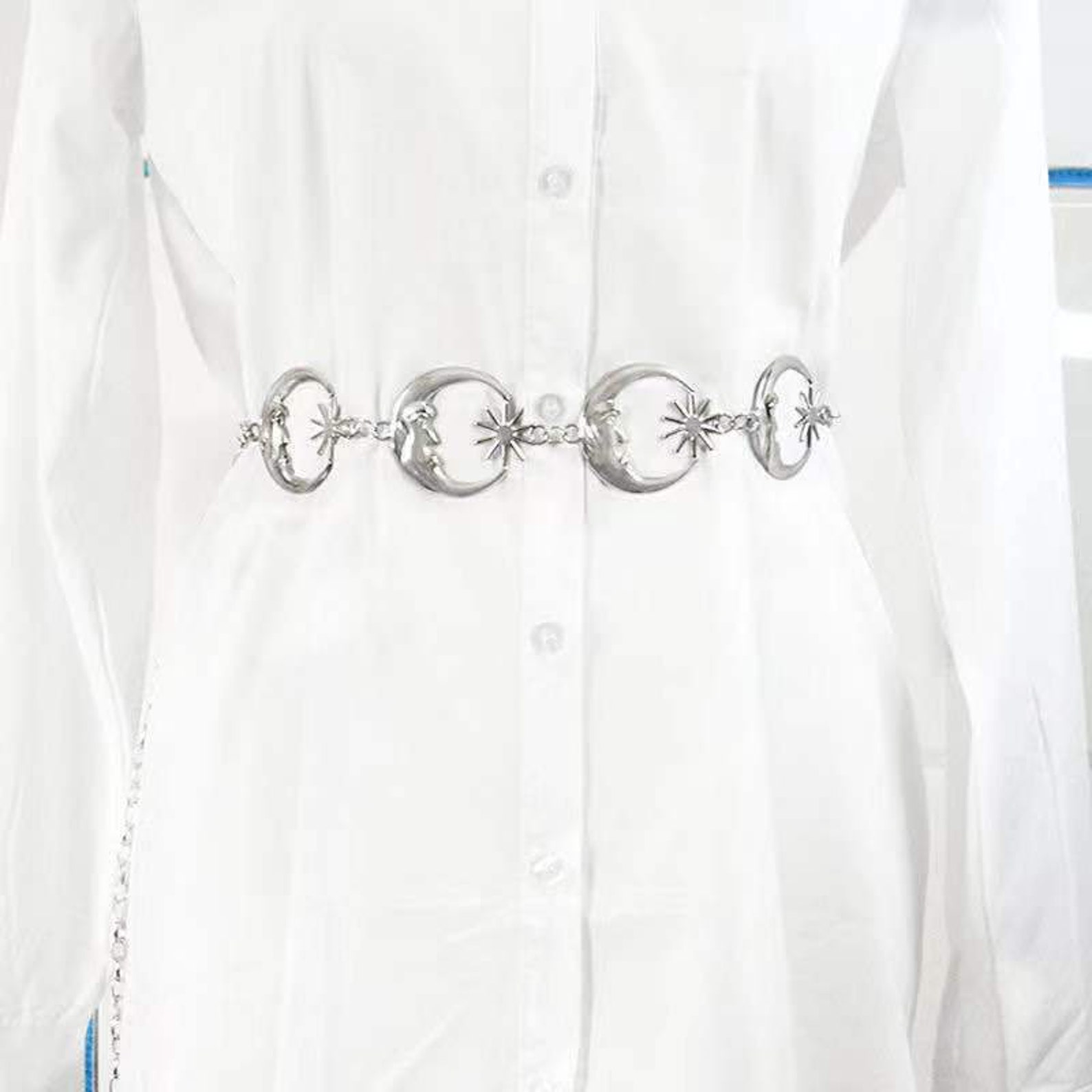 Gold Moon and Star Chain Belt Metal Moon Renaissance Belt - Etsy