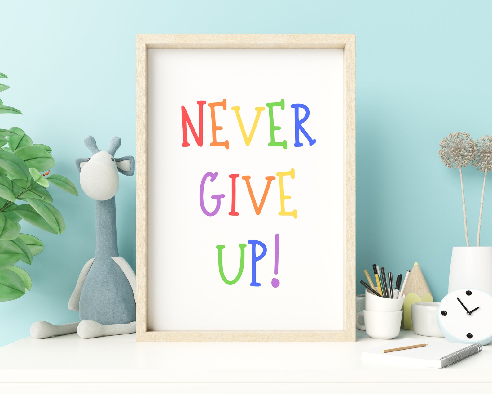 Never Give up Kids Sign Never Give up Printable Playroom - Etsy