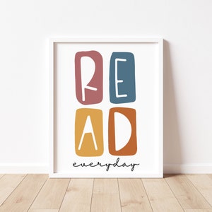 Read Everyday Printable, Classroom Posters, Reading Corner, Boho ...