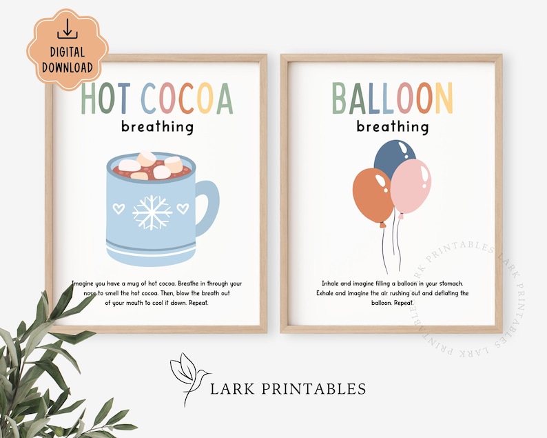 School Counselor Office Printable Posters, Mindful Breathing Cards for ...