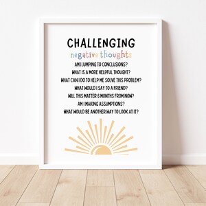 Challenging Negative Thoughts, Growth Mindset, Mental Health Poster ...