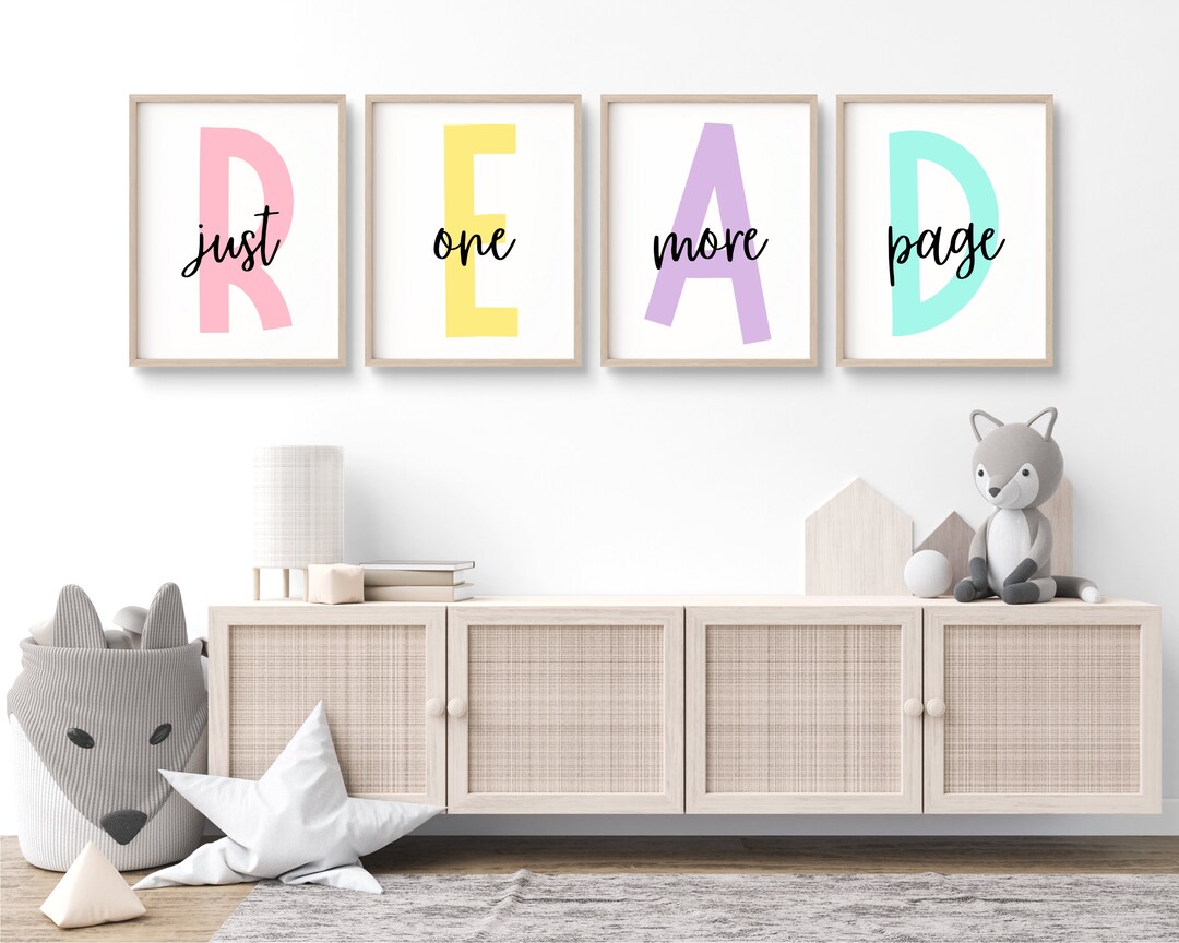 Read Sign for Playroom Just One More Page Pastel Classroom Decor ...