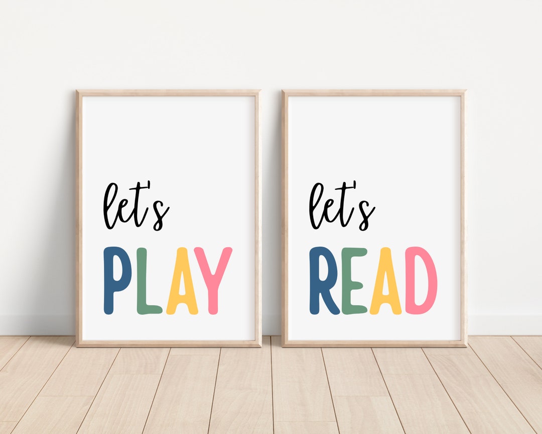 Let's Play Printable Set of 2, Let's Play Sign, Let's Read Print Set of ...