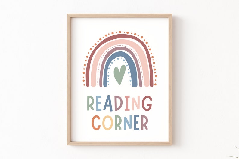 Reading Corner Sign Let's Read Reading Nook Boho - Etsy