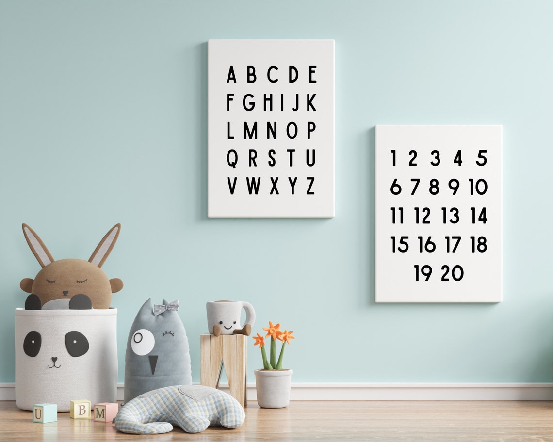 Black and White Alphabet Poster Neutral Playroom Set of 2 - Etsy