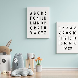 Black and White Alphabet Poster Neutral Playroom Set of 2 Prints ...