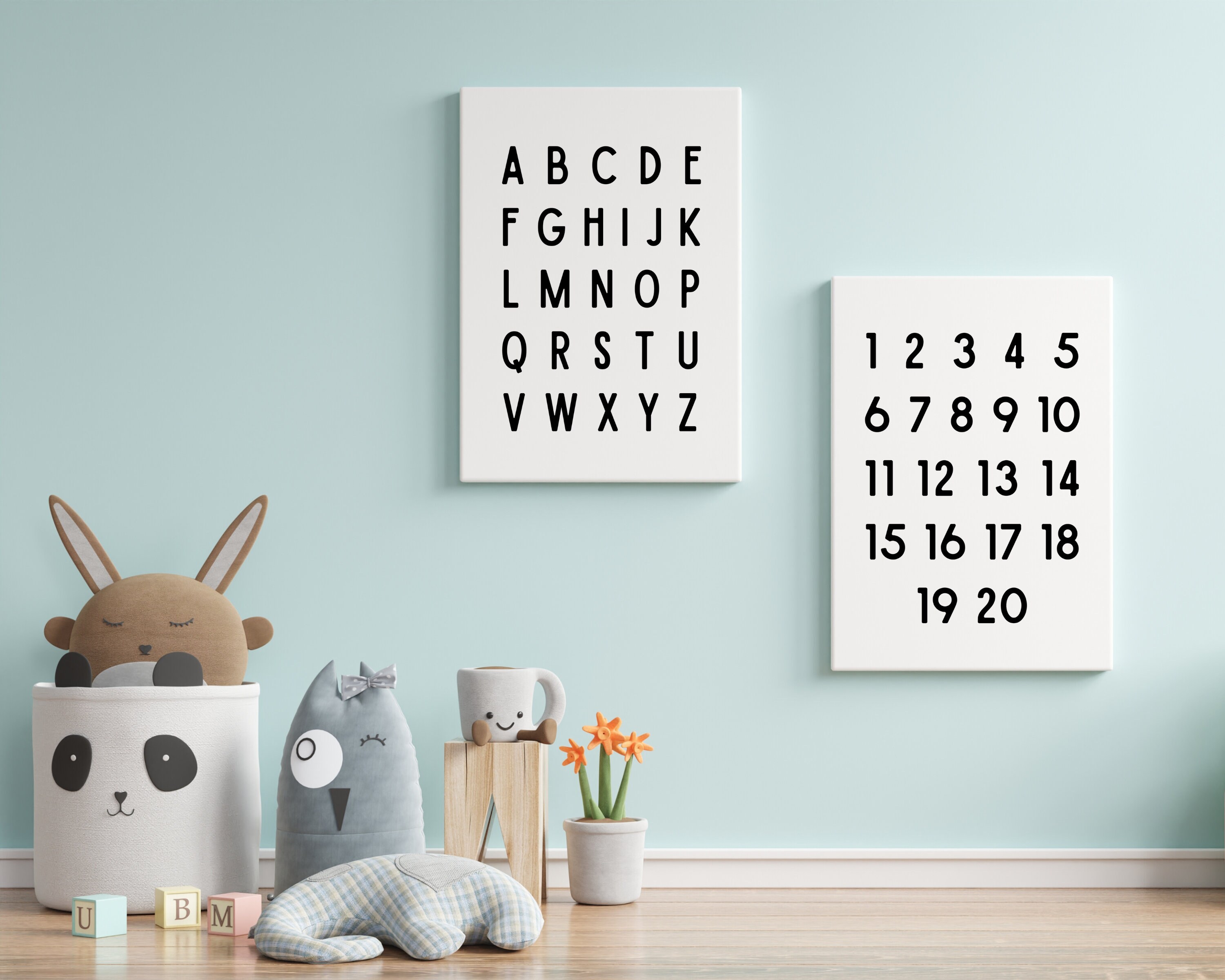 Black and White Alphabet Poster Neutral Playroom Set of 2 Prints ...