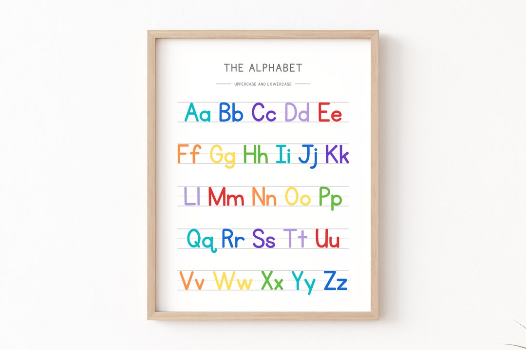 Rainbow Alphabet Poster, Handwriting Chart Print, Educational Wall Art ...