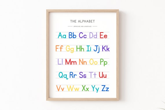Rainbow Alphabet Poster Handwriting Chart Print Educational - Etsy