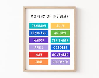Months of the Year Printable, Educational Posters, Kindergarten Poster ...