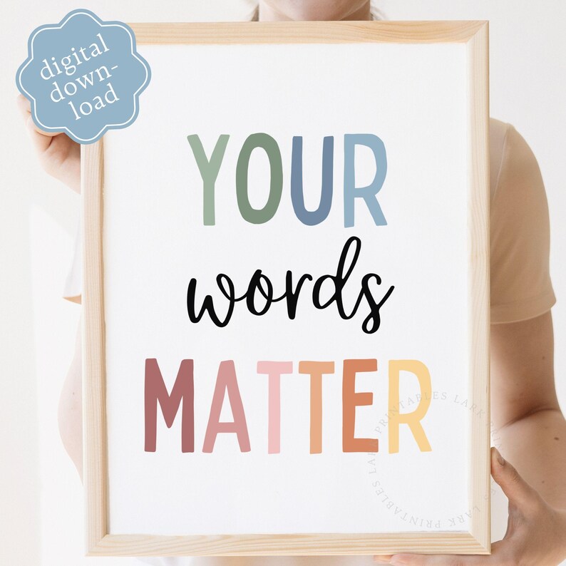 Your Words Matter Printable Digital Download, Speech Poster, Positive ...