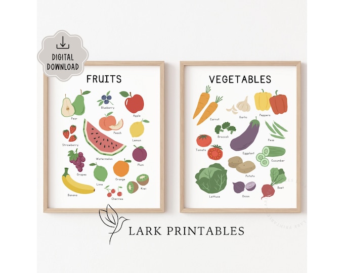 Fruits Vegetables Educational Prints, Classroom Printable, Learning ...